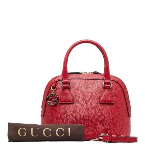 Gucci | Bags | Gucci Interlocking G Handbag 44966 Red Leather Ladies ...